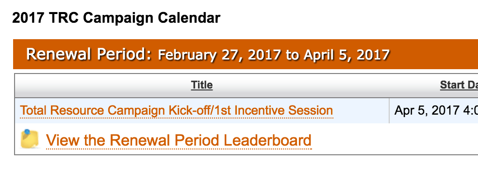 TRC Event Calendar - EasyTRC - Total Resource Campaign Management
